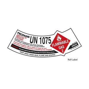 DOT cylinder label/warnings 5" x 1.5" on roll of 500