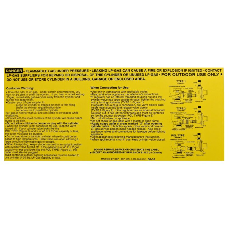 45 Lbs. Cylinder Label 9" X 4"